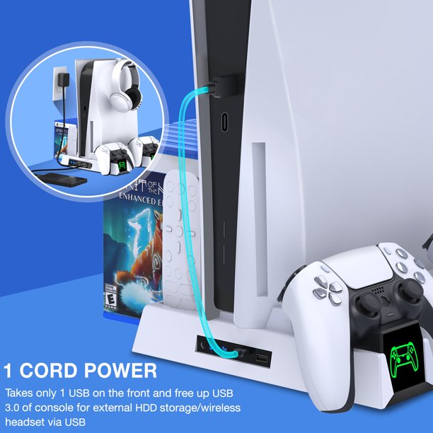 PS5 Stand Cooling Fan ,BEBONCOOL Dual Controllers Charger Station for ...