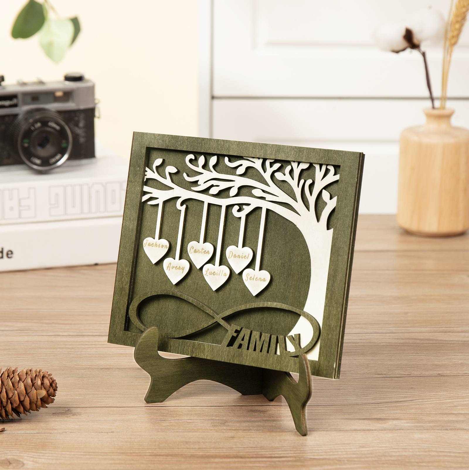 Family Tree Wood Frame Personalized Family Tree Sign Custom 6 Names ...