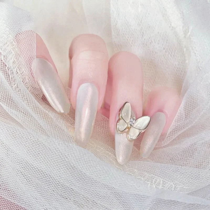 24pcs Rhinestone Design Fake Nails Shiny Bridal Women Lady party nail ...