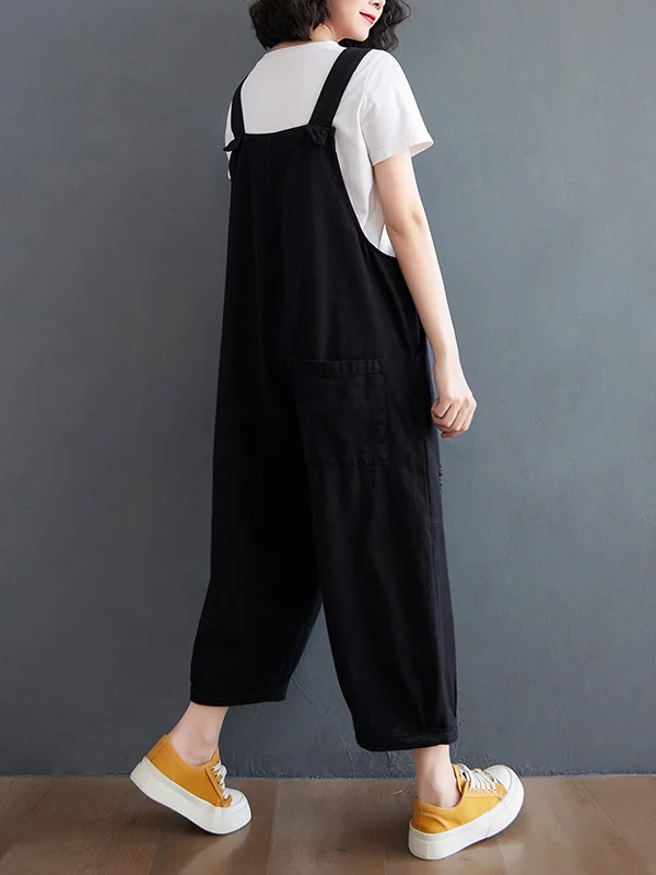 Charming Cartoon-Printed Puff Denim Overalls for a Playful Look