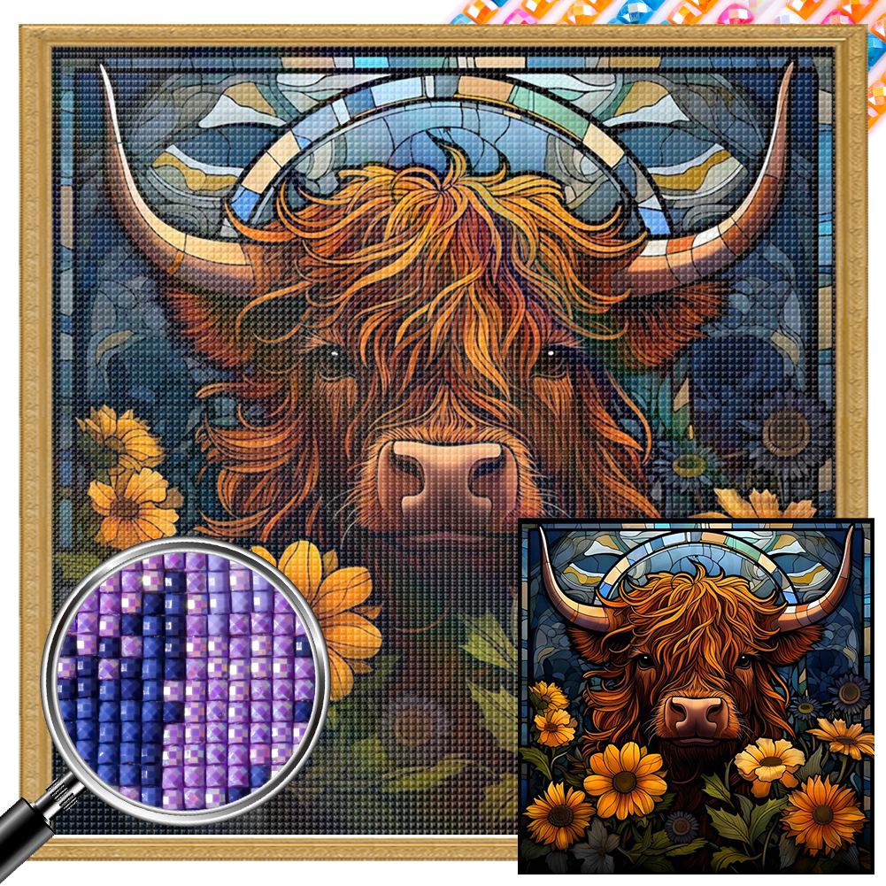 Diamond Painting-5D Partial AB Square Drill-Stained Glass Yak(Canvas|35 ...
