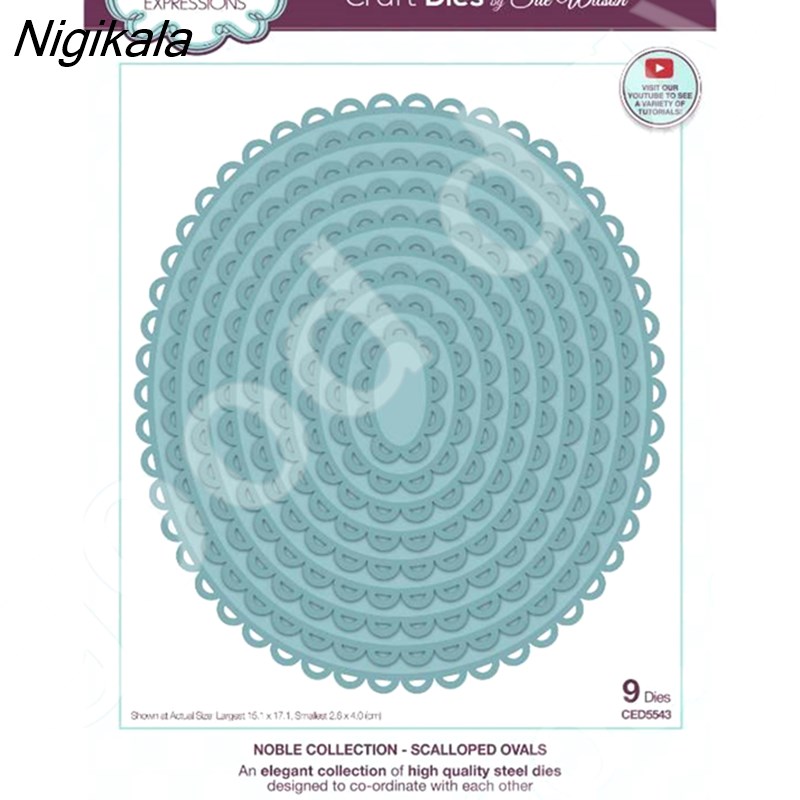 Nigikala Noble Scalloped Ovals Metal Cutting Dies Scrapbook Diary ...