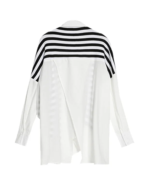 Stylish Asymmetric Split-Joint Striped High-Low Irregular Clipping ...