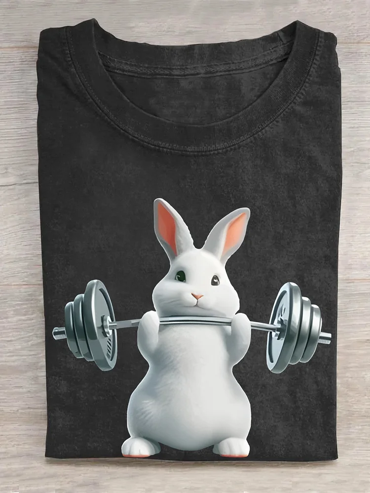 weightlifting rabbit-1 Washed T-shirt