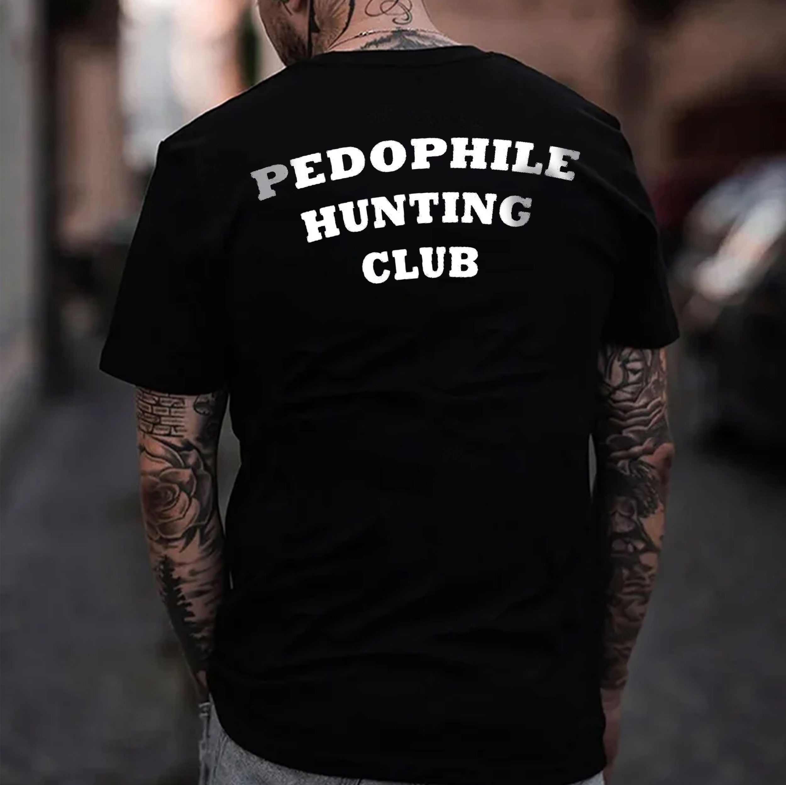 PEDOPHILE HUNTING CLUB Black Print T-shirt