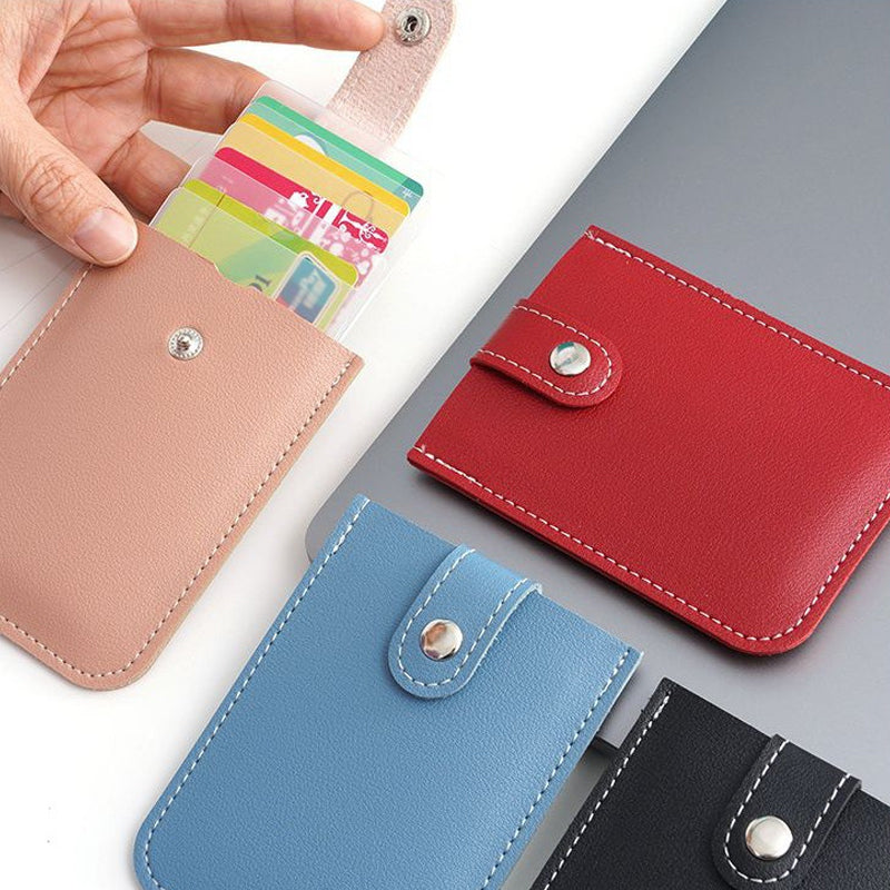 Quick Access Pull Up Multi-Card Holder Portable Leather Slim Wallet