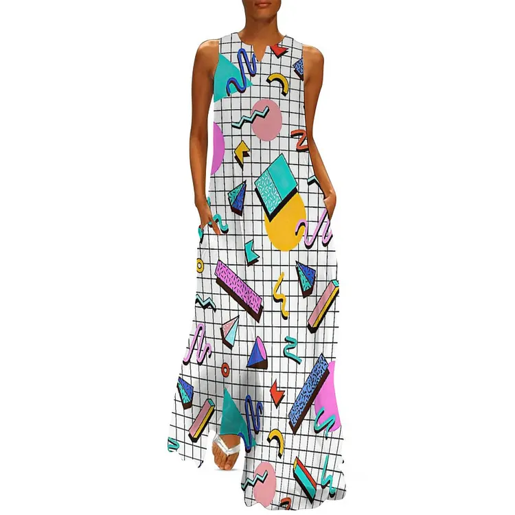 Long Dress Funky 80s90s Eighties Memphis Pattern DesignLightweight ...