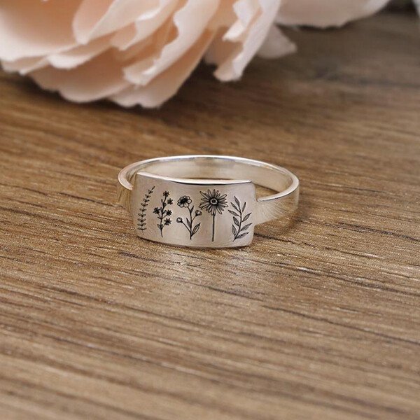 Sterling Silver Wildflower Nature Ring