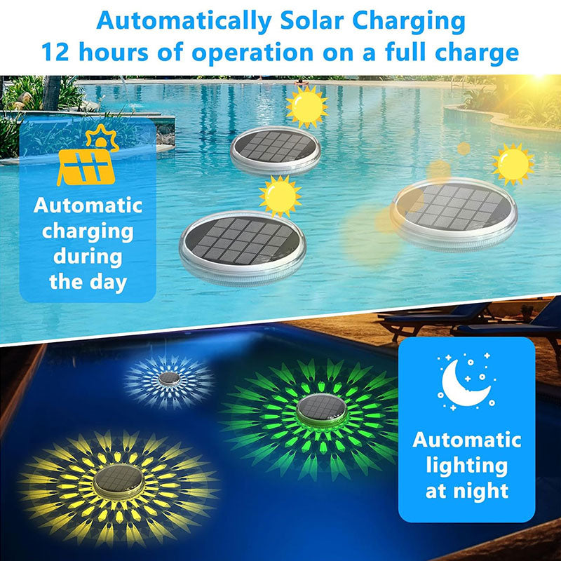 2 PCS - Timer Function Solar-Powered Pool Light with 3 Brightness ...