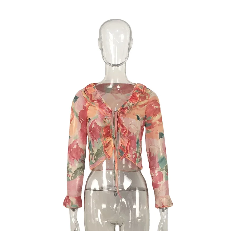 SUMMER FLOWER LACE UP OPEN TOP