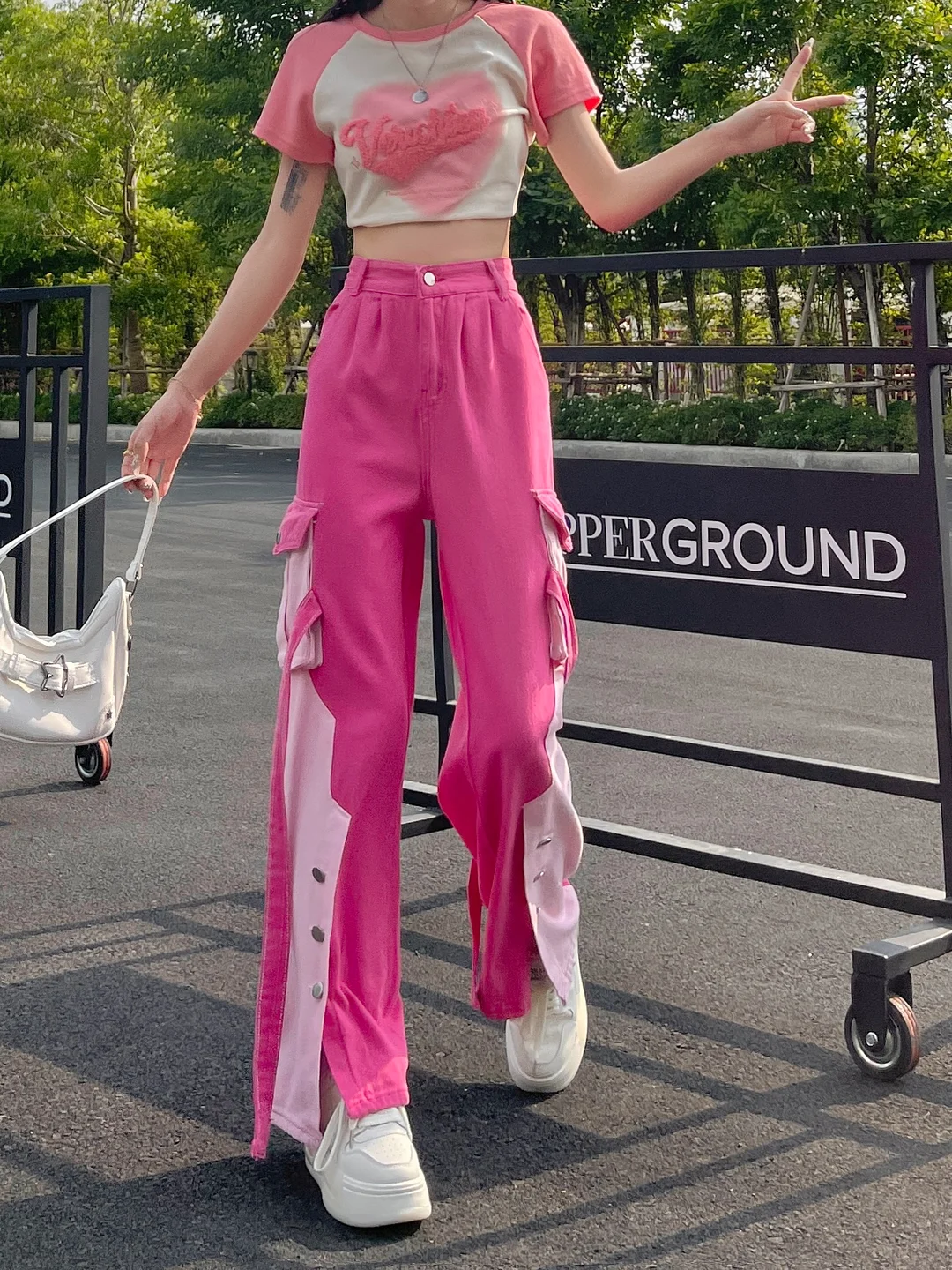 PINK STREAMER CARGO PANTS