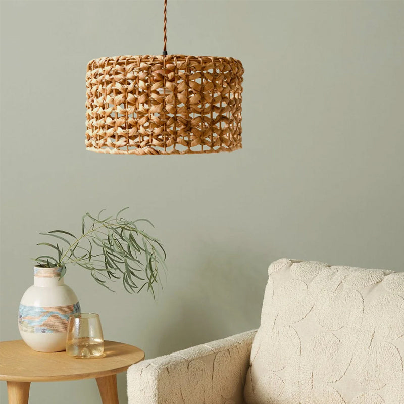 Rattan Cylinder Vine Pendant Light - Modern Warm Lighting