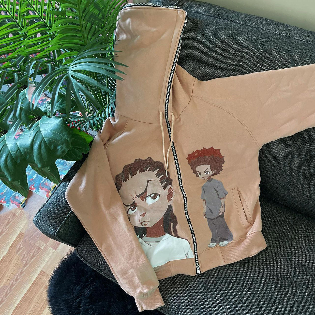 The Boondocks Print Long Sleeve Full Zip Hoodies