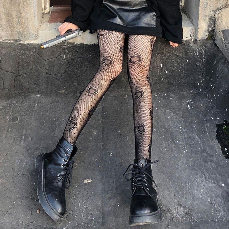 JK HEART MESH STOCKINGS