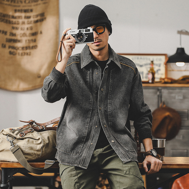 Men's Retro Tooling Jacket Hunting Cargo Shirt Jacket