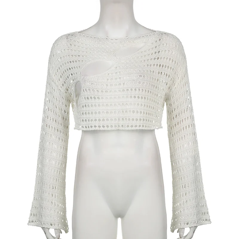 RIPPED CUTOUT CROPPED SMOCK