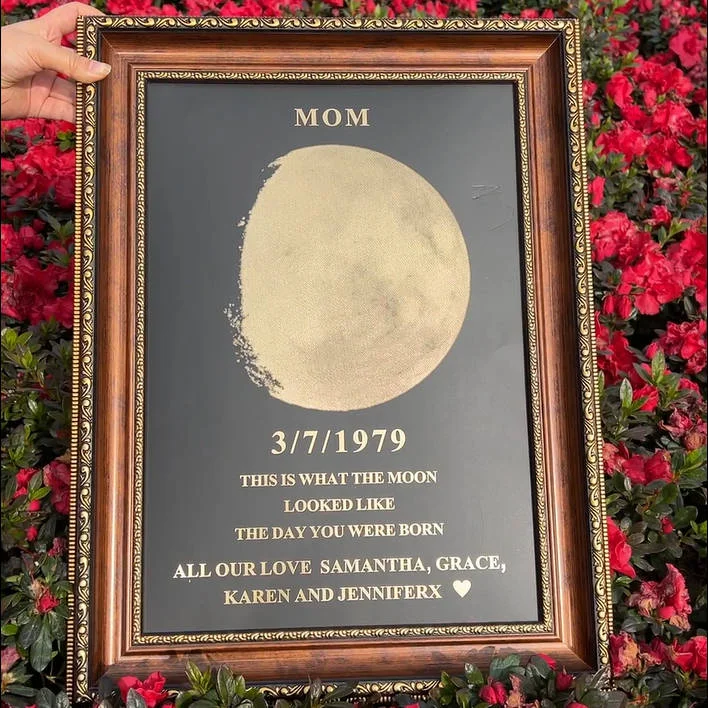 Custom Moon Phase Frame With Your Text, Custom Birth Date Art Frame ...