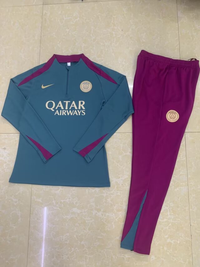 2024/2025 Psg Paris Saint-Germain Half-Pull Training Suit Dark green