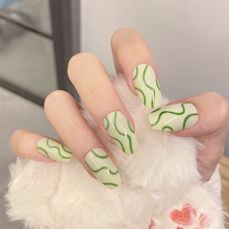 24pcs Gradient False Nails Cute Summer Style Fake Nails Press On Nails ...