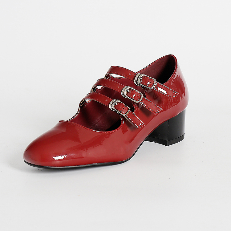 Red Patent Leather Mary Jane Chunky Heels - Vintage Shoes Vdcoo