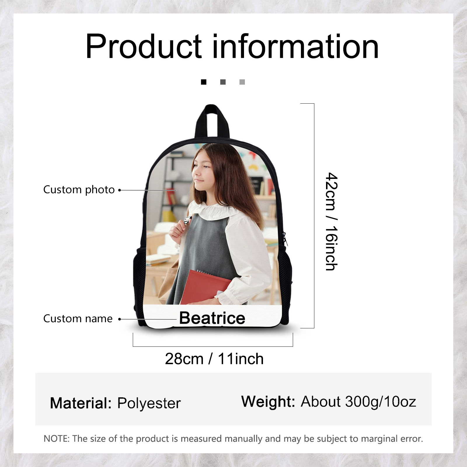 Custom Name and Photo Schoolbag Personalized School Bag Print Backpack ...