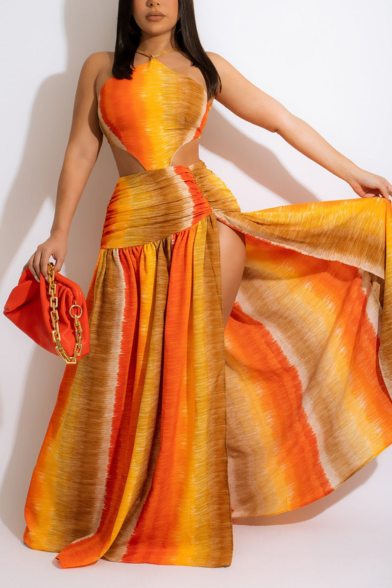 Fashion Sexy Bohemian Vacation Color Lump Strap Design Printing Halter ...