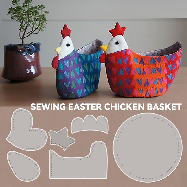 6PCS Easter Chicken Basket Template —With Tutorial