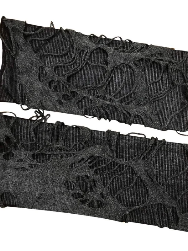 Gothic Dark Punk Style Ripped Mitten