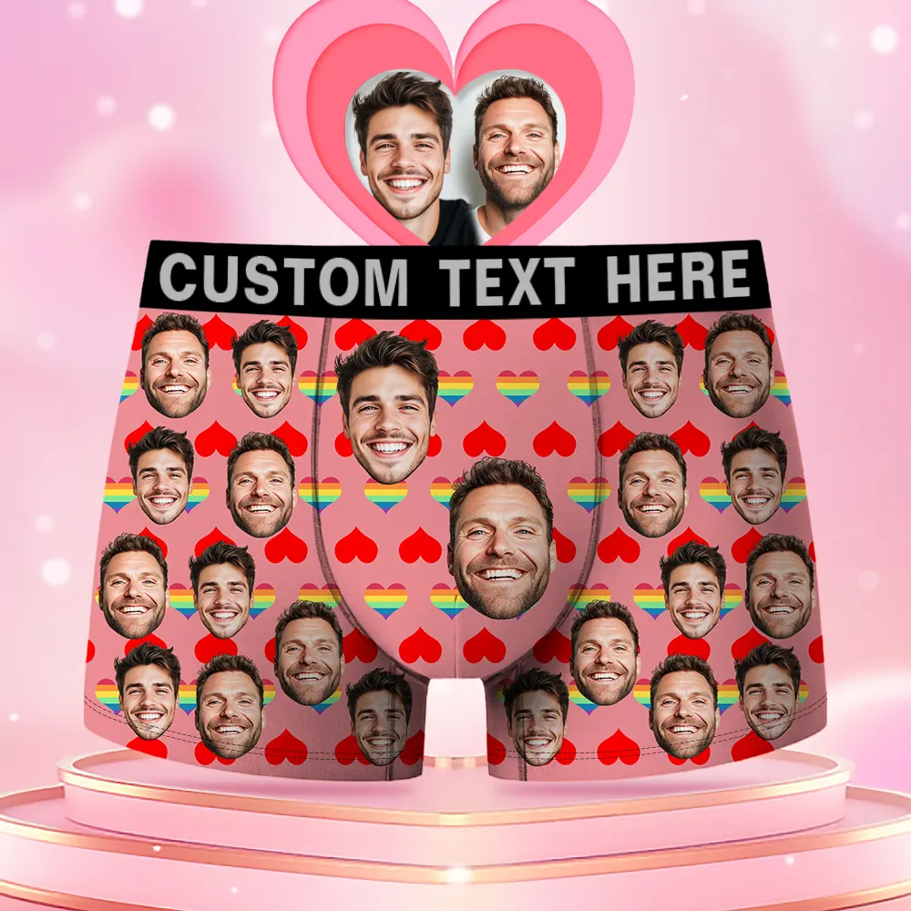 Custom Face Men's Boxer Love Is Love Lgbt Style Underwear, Birthday ...