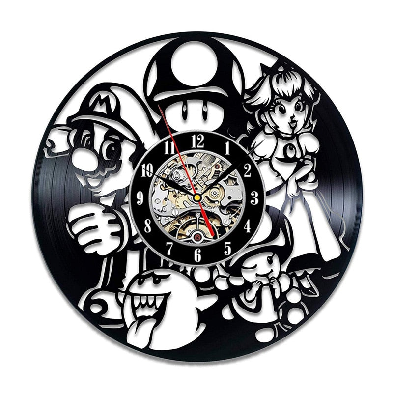 Super Mario Game Vinyl Record Wall Clock Modern Design Play Room 3D ...