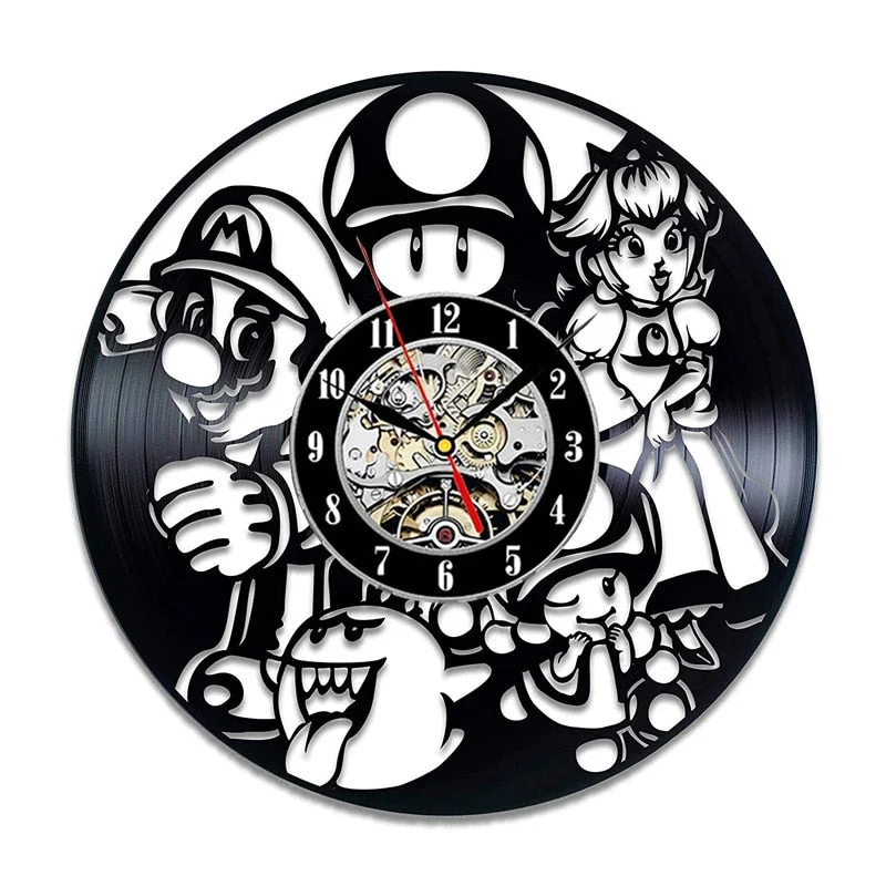 Super Mario Game Vinyl Record Wall Clock Modern Design Play Room 3D ...