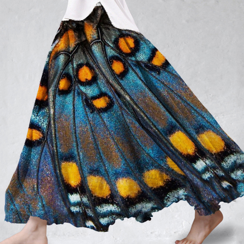 Glitter Butterfly Wings Art Flowy Wide Skirt 32.99
