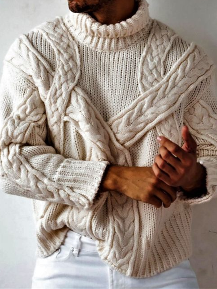 Vintage Knitted Jacquard warmth Turtleneck Sweater