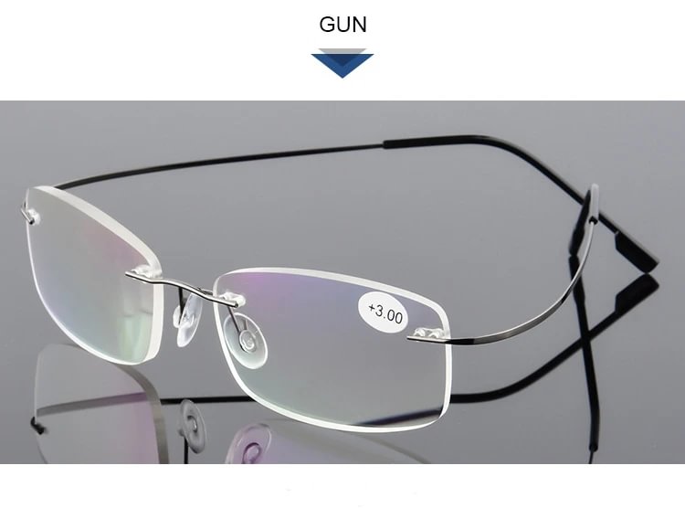 IENJOY Reading Glasses Memory Titanium Rimless Reading Glasses Men ...