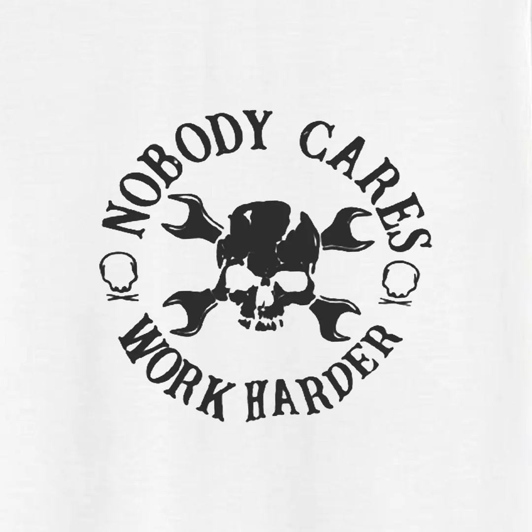 MOTOSUNNY NOBODY CARES, WORK HARDER Skull with Motor Handles White ...