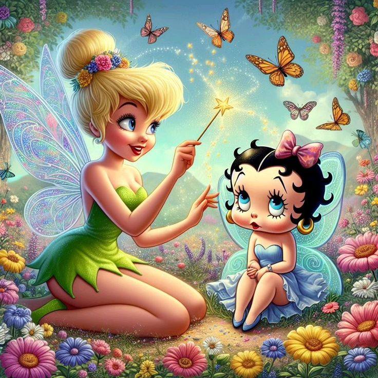 Fairy and Betty Boop (velvet cloth) full crystal round/square diamond ...