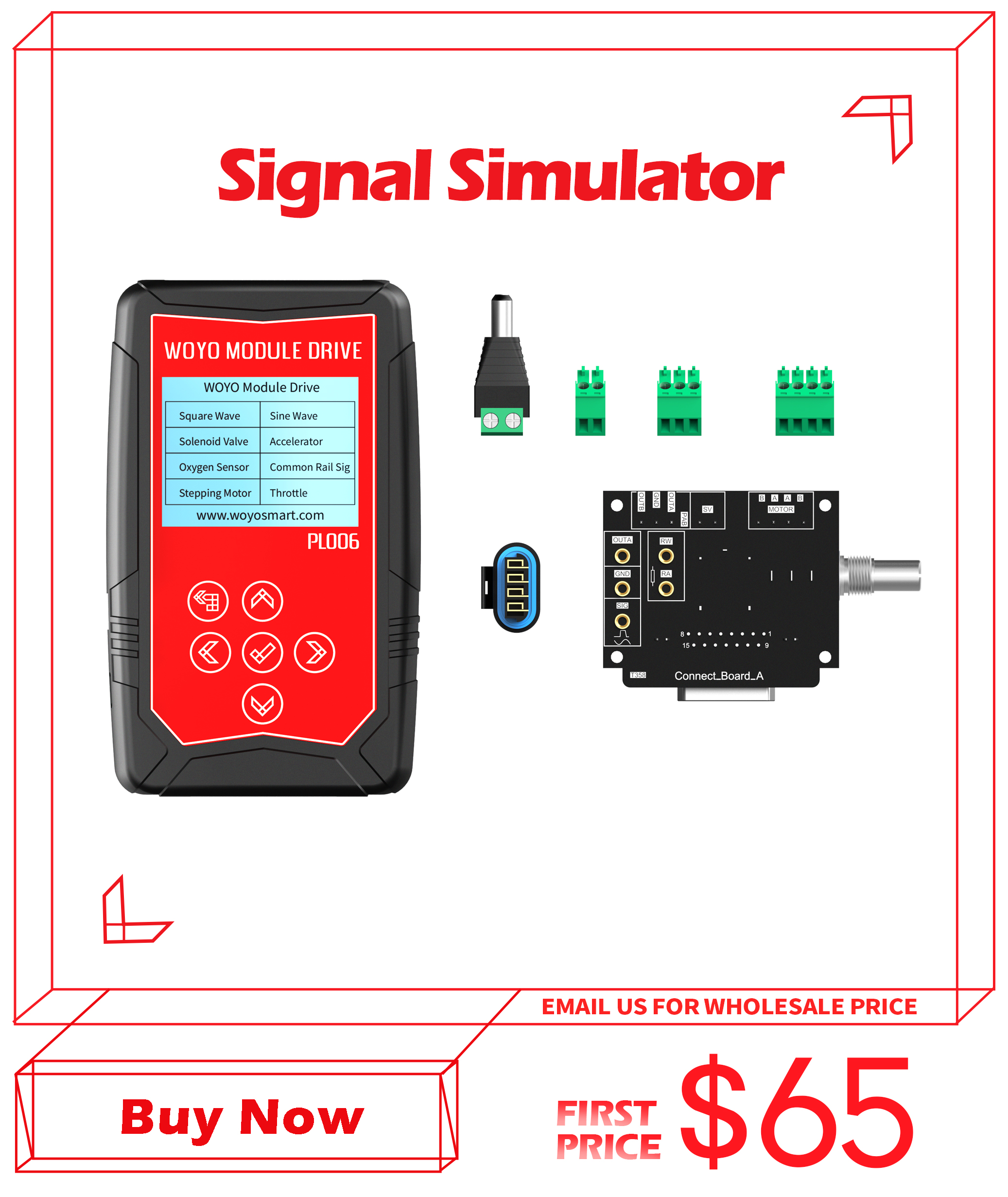WOYO PL006 Automobile 12V Vehicle Injector Solenoid Valve Stepper Motor Auto Signal Simulator ...