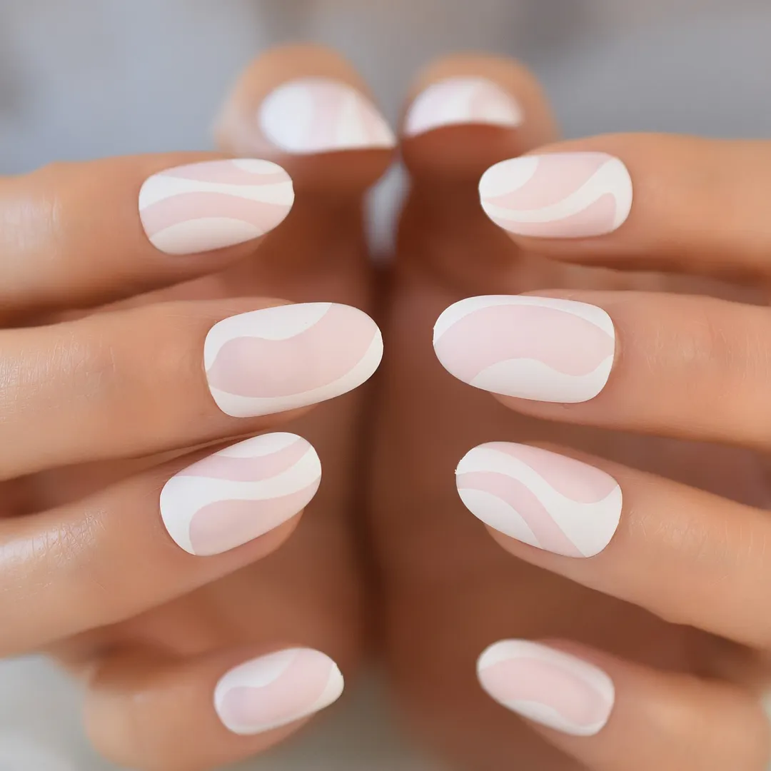 LightCoral Ombre Artificial False Nails Sleek UV Gel Acrylic Nail Oval ...