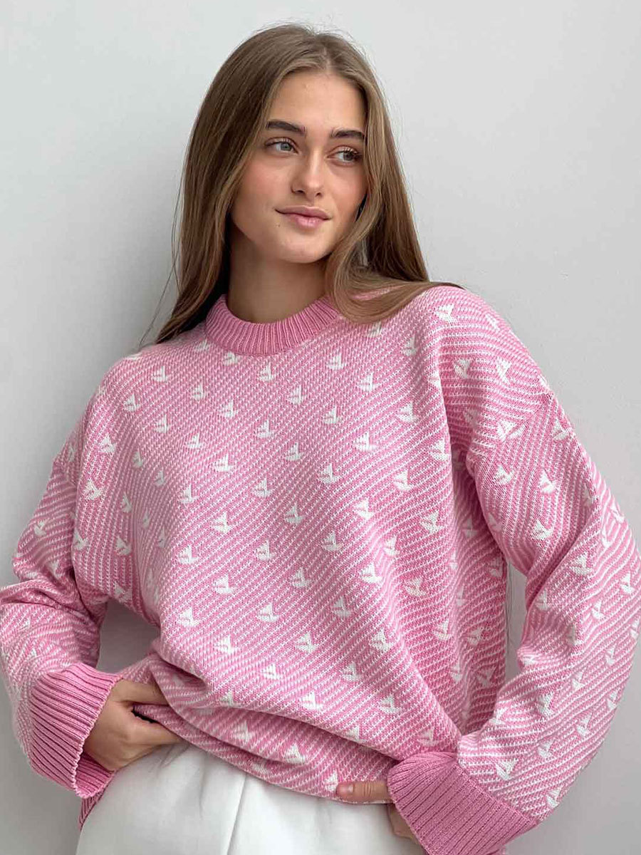 Woherb Neck Sailboat Sweater 2024 Winter New Temperament Commuter ...