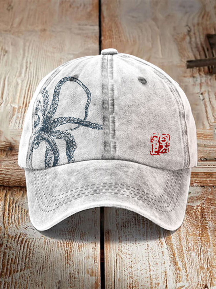 Japanese Art Octopus Graphic Baseball Cap