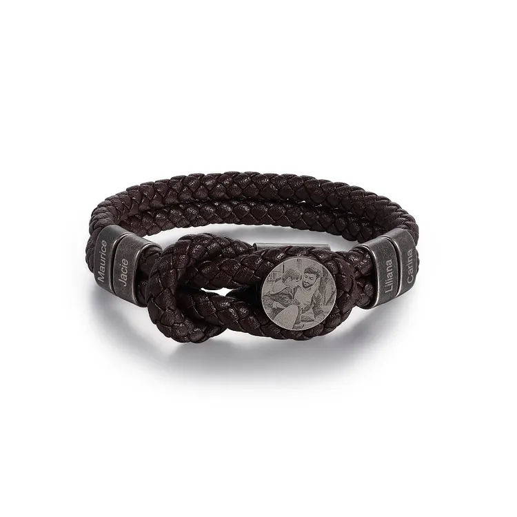 4 Names-Personalized Mens Photo Bracelet Engraved with Names, Custom ...