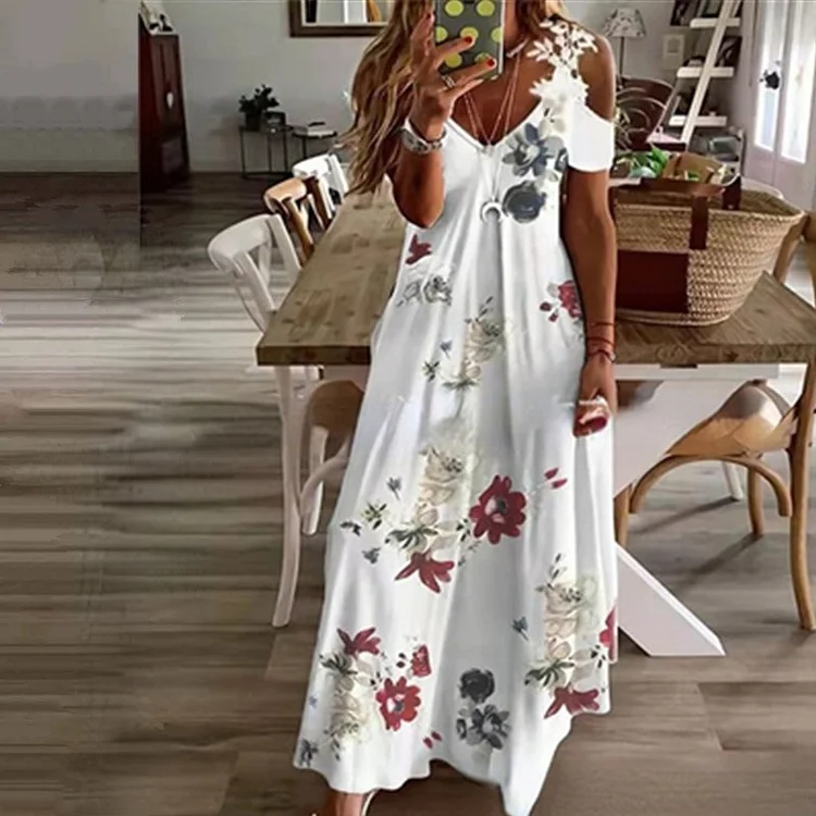 Lace Sling Printed Tunic Dress For Senior Ladies & Elderly Women ...