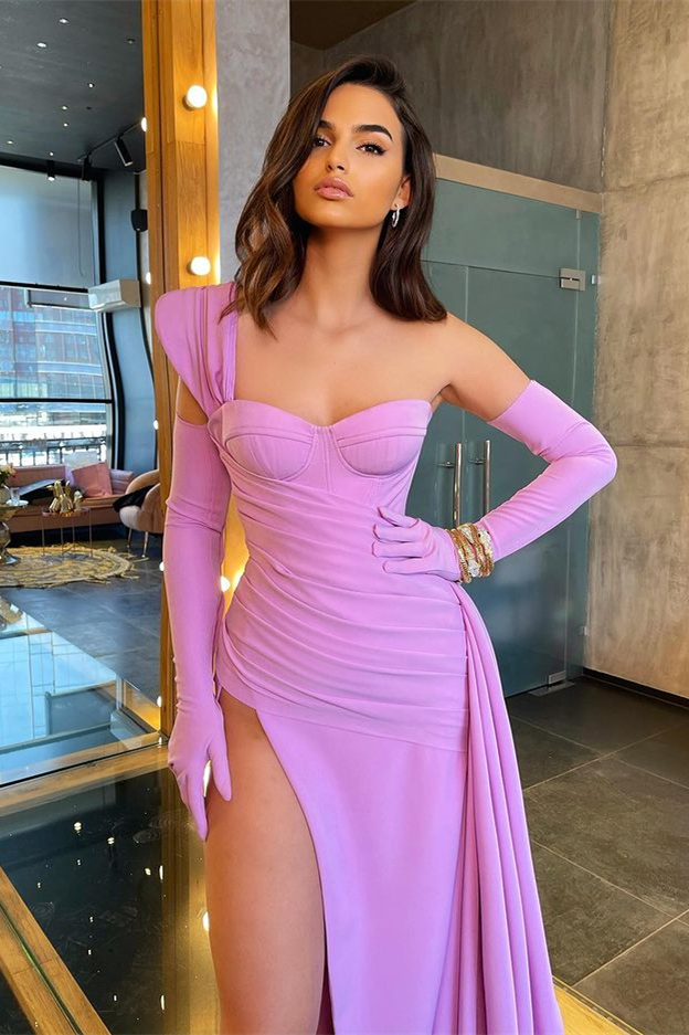 Daisda One Shoulder Mermaid Sweetheart Prom Dress Split