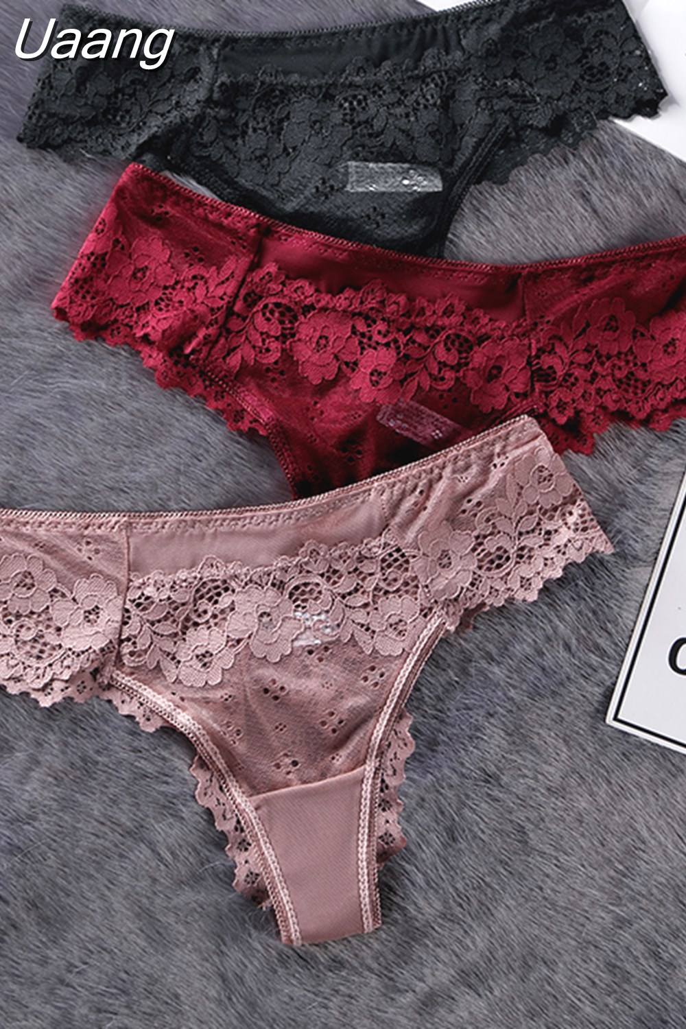 Uaang 3 Pcs Sexy Panties For Woman Lingerie Lady G-string Lace Female Thongs Underwear Ladies ...