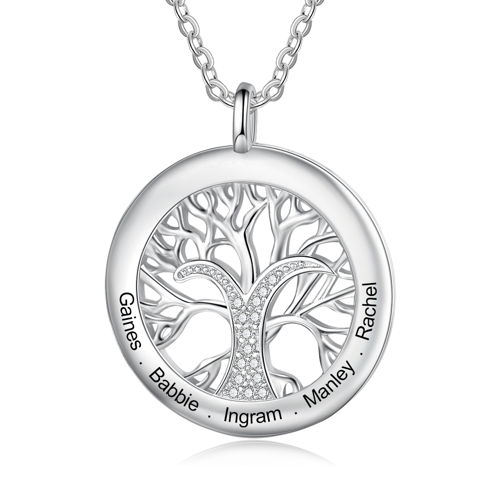 Collier Pendentif 5 prénom Personnalisé Arbre de vie Arbre généalogique Collier Pendentif 5 prénom Personnalisé Arbre de vie Arbre généalogique