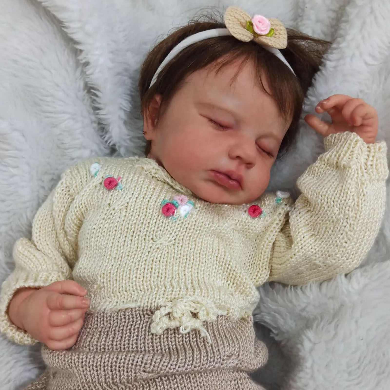 [New 2024] 20" Reborn Lifelike Asleep Baby Girl Slerair Cloth Body ...