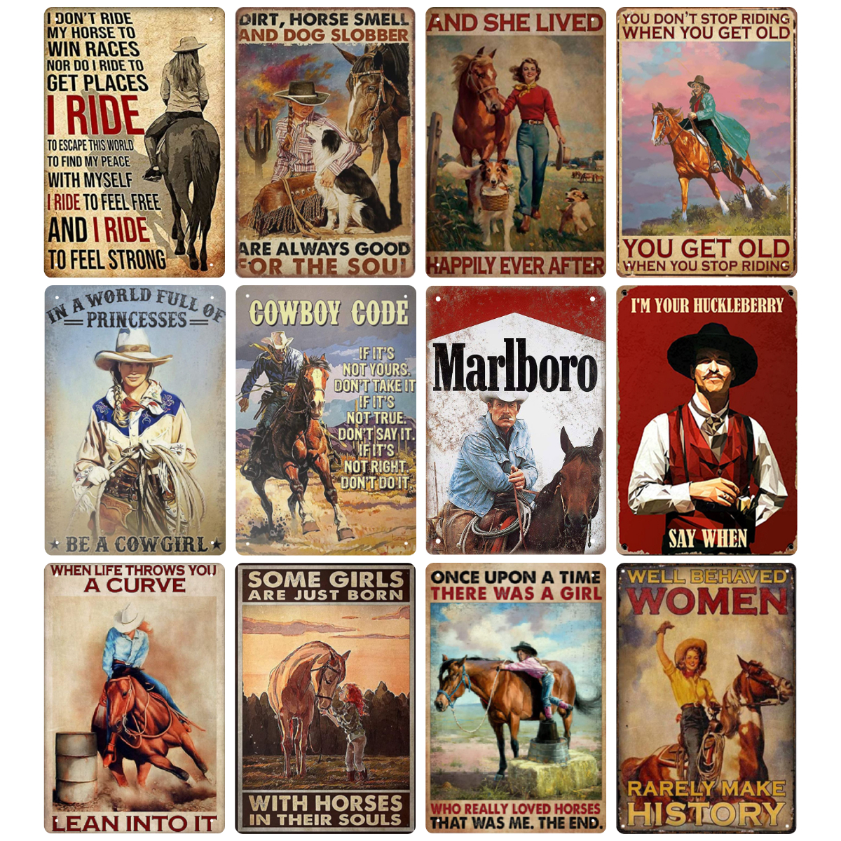 (Multi Style)20*30cm/30*40cm - Western Style - Vintage Metal Tin Signs