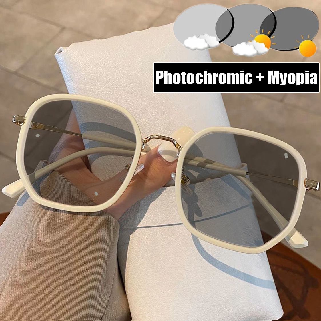 Finished Photochromic Nearsighted Glasses Trend Color Changing Myopia ...