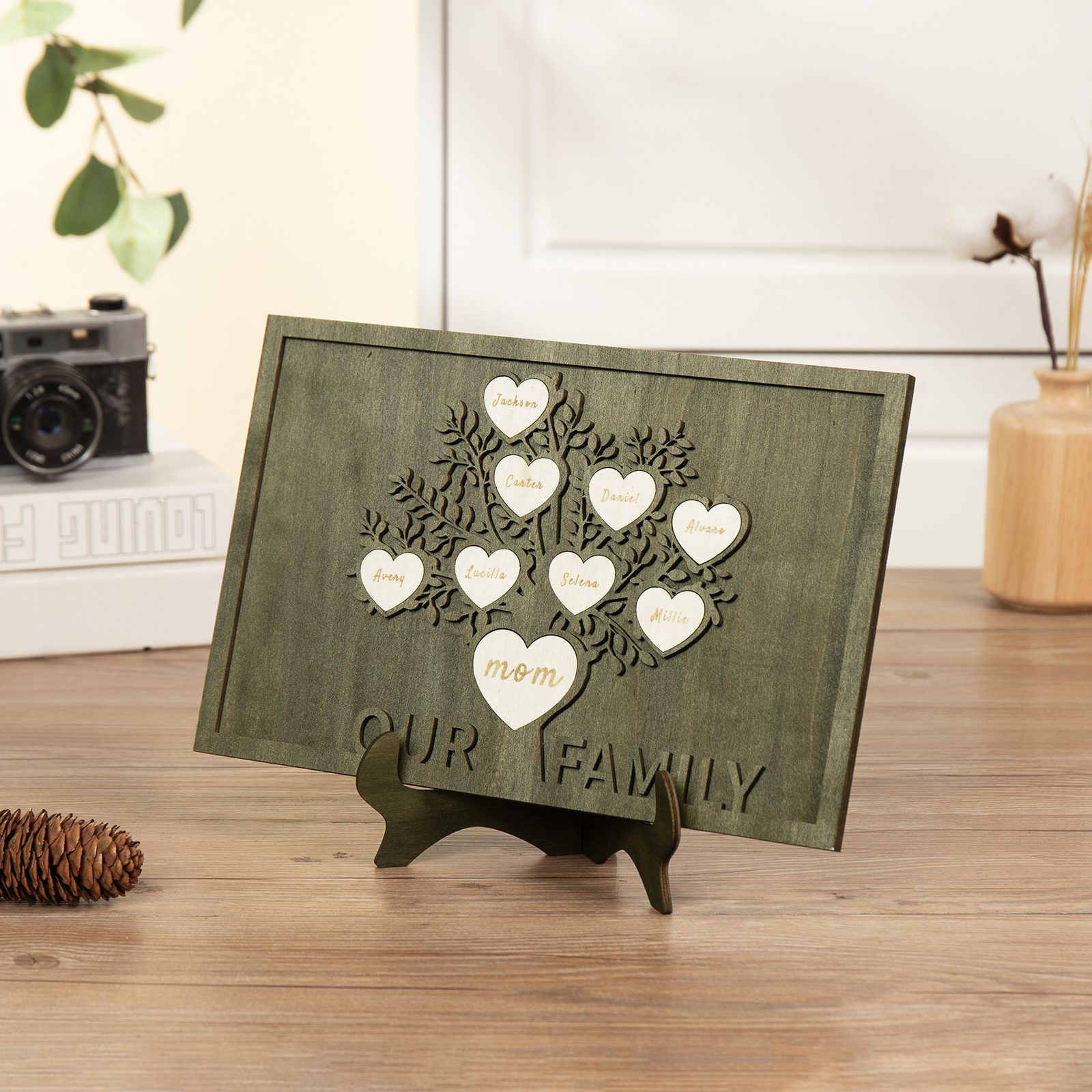 Family Tree Wood Frame Personalized Family Tree Sign Custom 9 Names ...