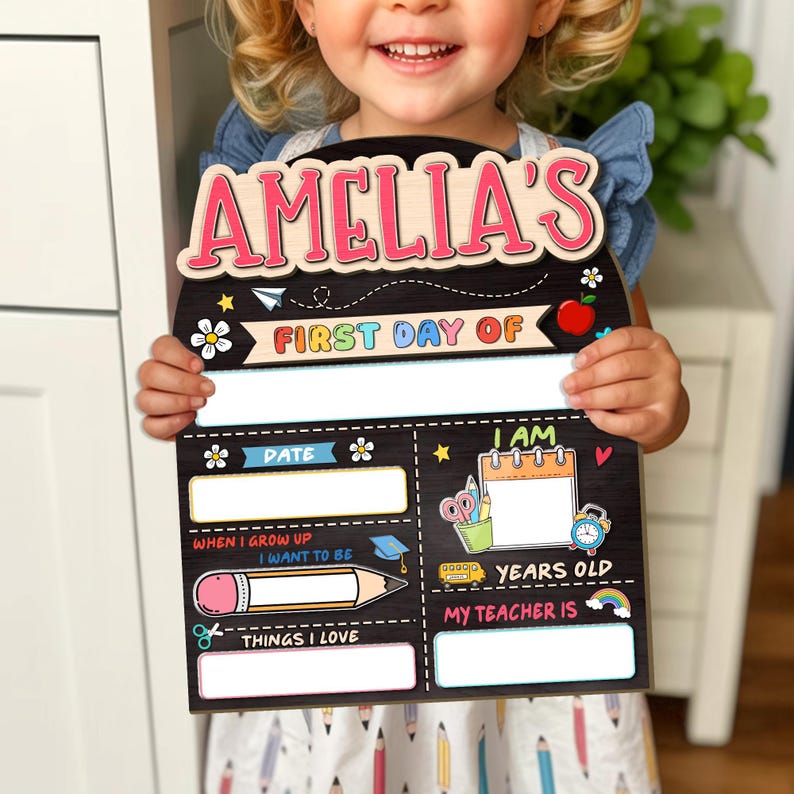 Custom First Day of School Sign 1st Day School Board Reusable ...